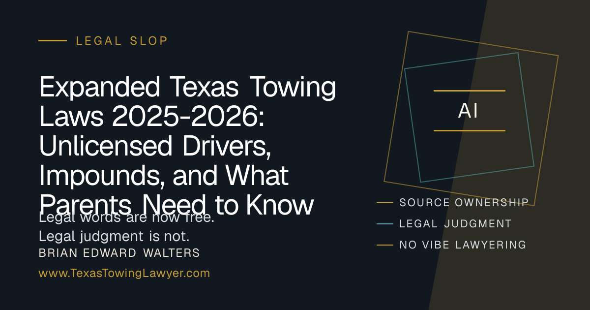 Expanded Texas Towing Laws 2025-2026: Unlicensed Drivers, Impounds, and ...